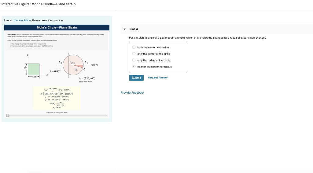 Solved Interactive Figure: Mohr's Circle-Plane Strain Launch | Chegg.com