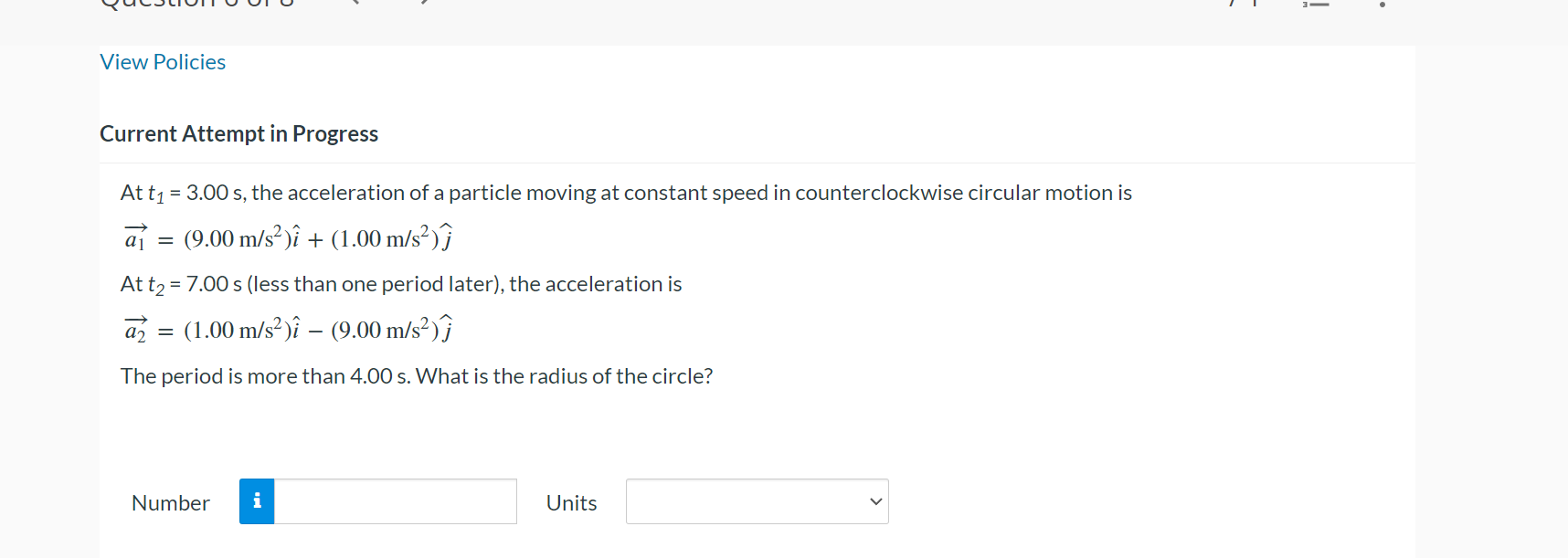 Solved Current Attempt in Progress At t1=3.00 s, the | Chegg.com