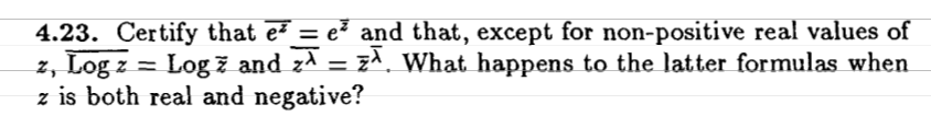 Solved 4.23. Certify that ezˉ=ezˉ and that, except for | Chegg.com