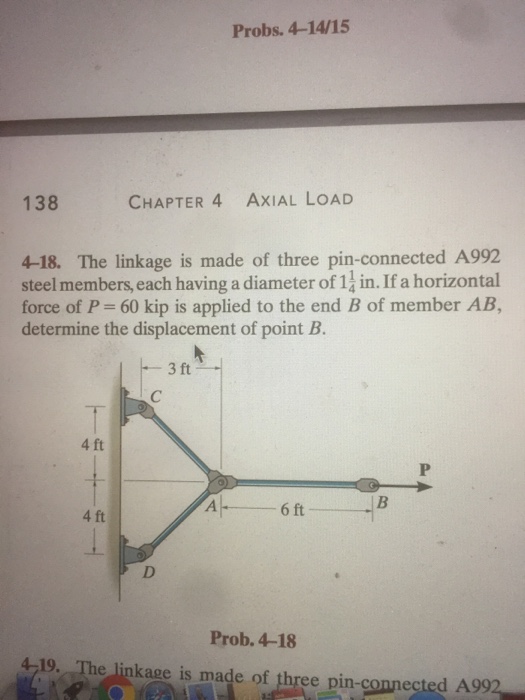 Solved The linkage is made of three pin-connected A992 steel | Chegg.com