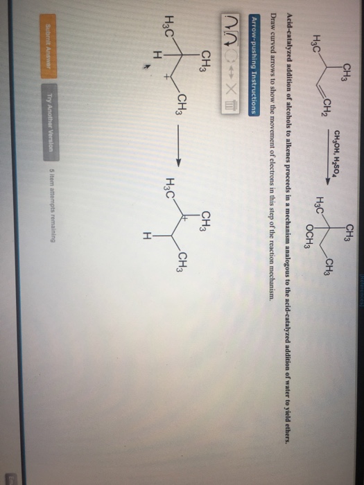 Solved CH CH3 CH3OH, H2SO4 CH2 CH3 OCH3 Acid-catalyzed | Chegg.com