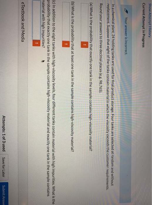 Solved Show Attempt History Current Attempt in Progress Your | Chegg.com