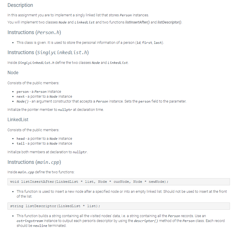 Solved Description In this assignment you are to implement a | Chegg.com