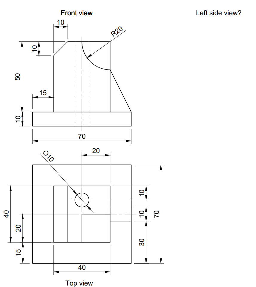 Solved Draw the projection views of the following object on | Chegg.com