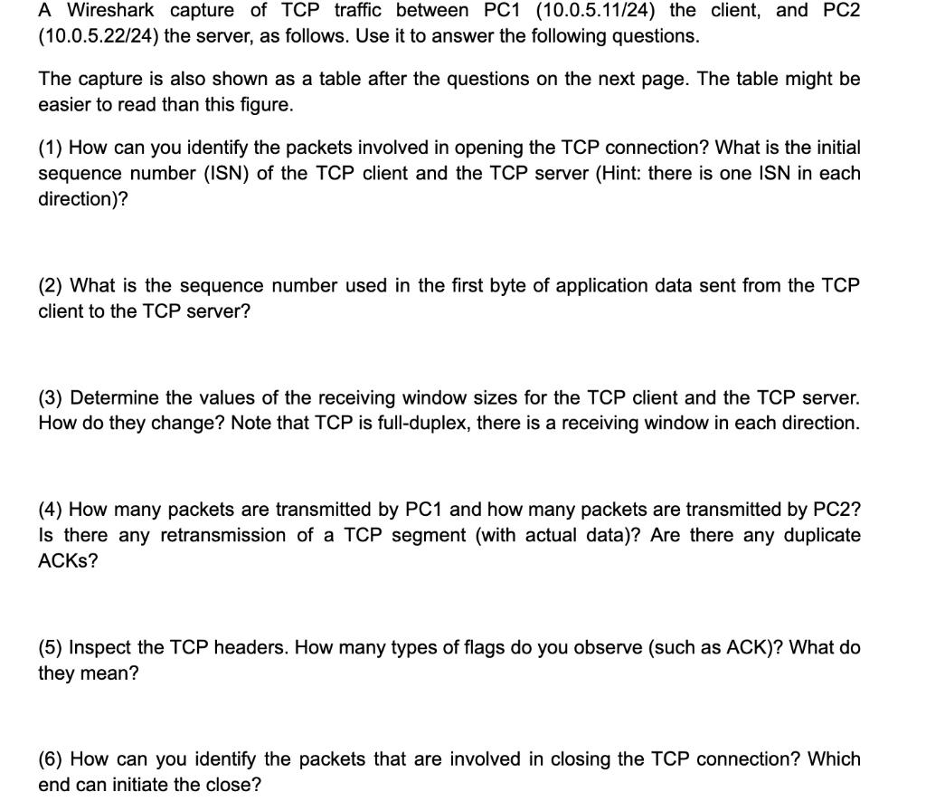 Solved (1) How can you identify the packets involved in | Chegg.com