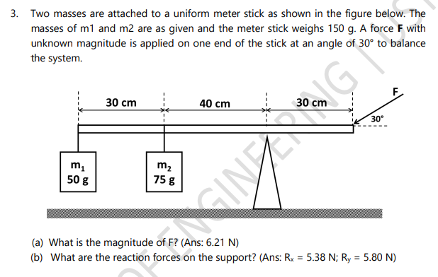 Solved Two masses are attached to a uniform meter stick as | Chegg.com
