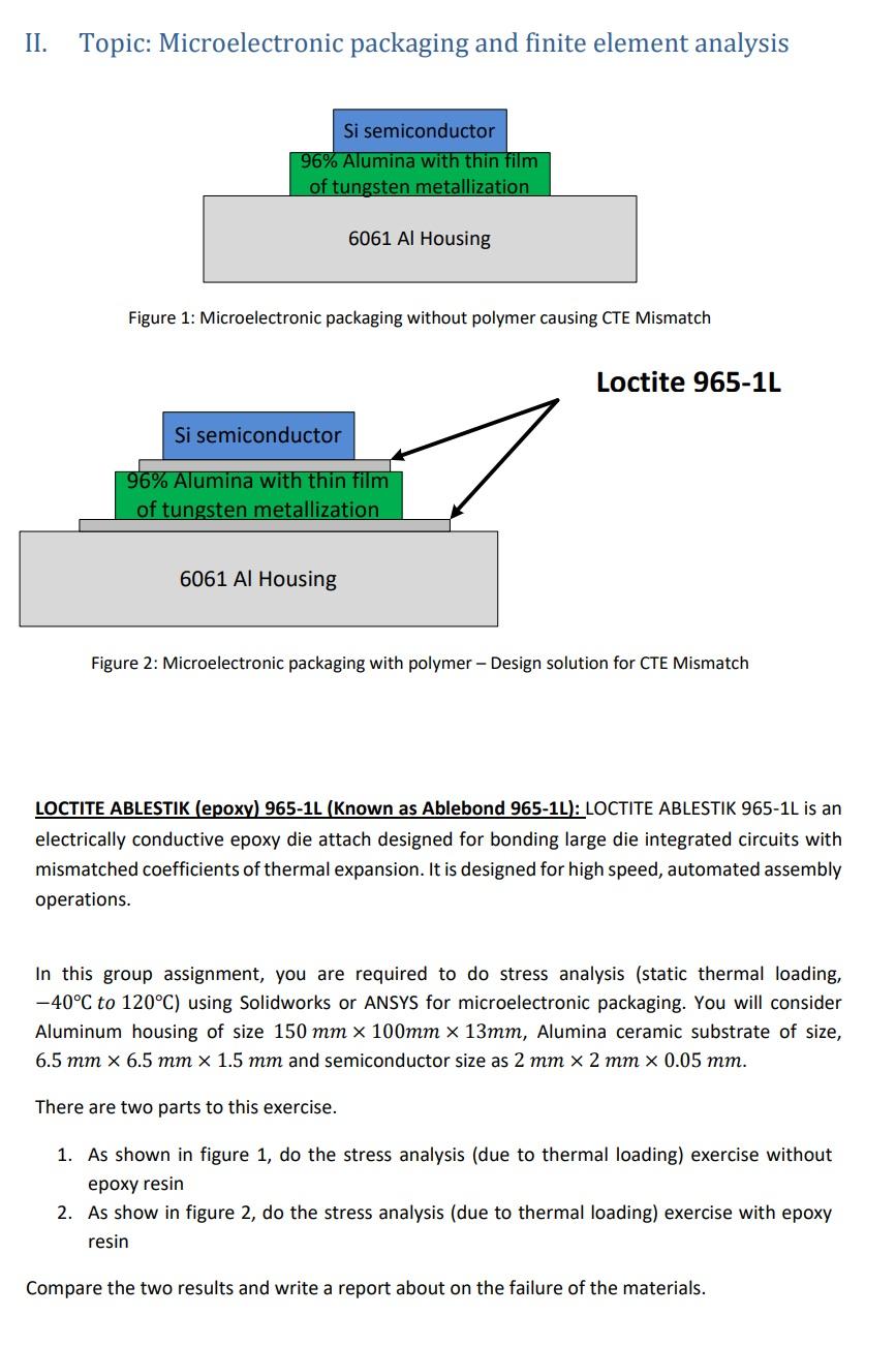 Solved II. Topic: Microelectronic packaging and finite | Chegg.com