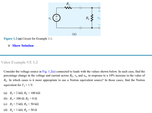 Solved Figure 1.2 (a) Circuit for Example 1.1. V Show | Chegg.com