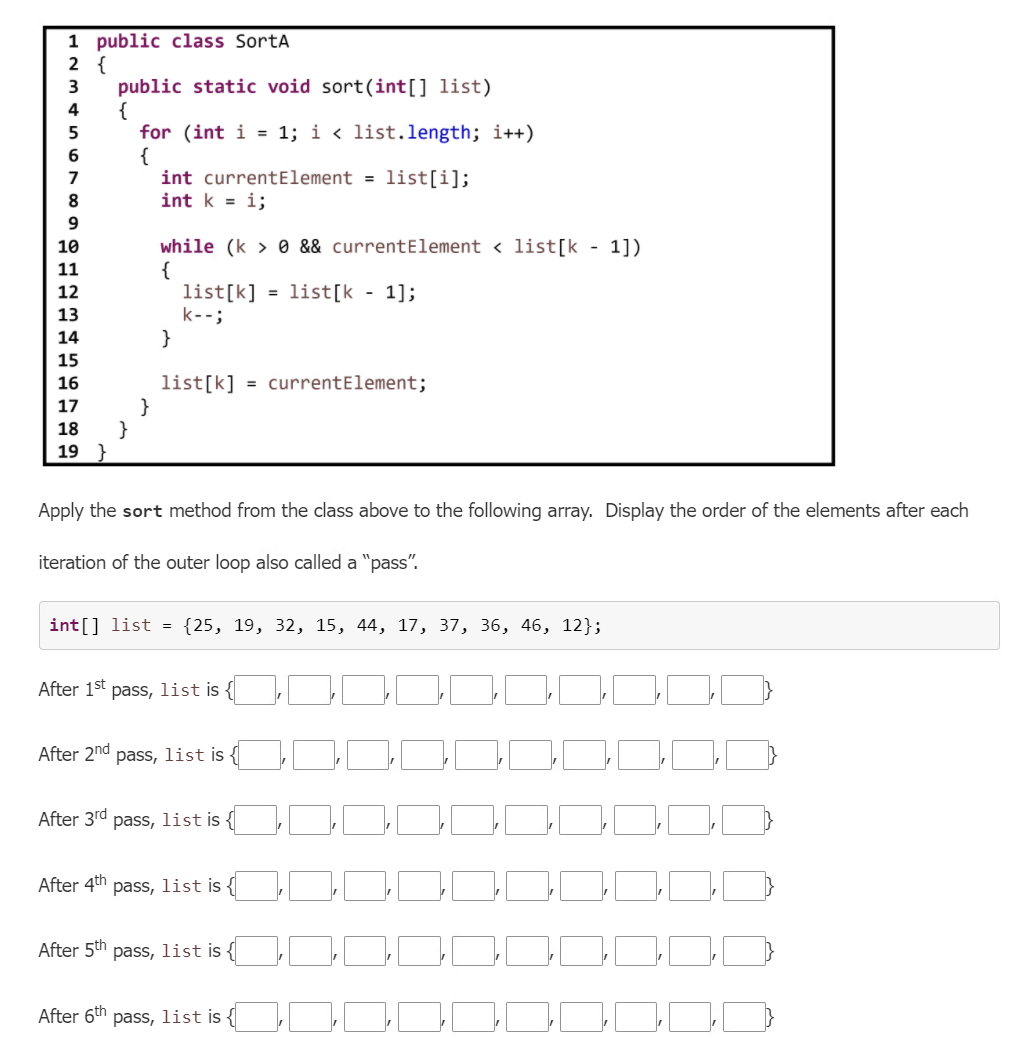 Solved 1 public class Sorta 2 { 3 public static void | Chegg.com