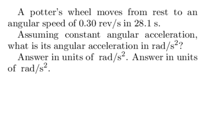 Solved A potter's wheel moves from rest to an angular speed | Chegg.com