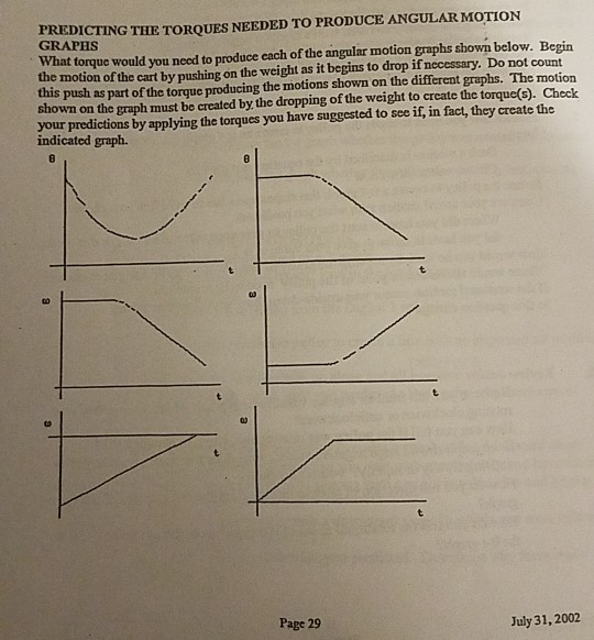 Solved PREDICTING THE TORQUES NEEDED TO PRODUCE ANGULAR | Chegg.com