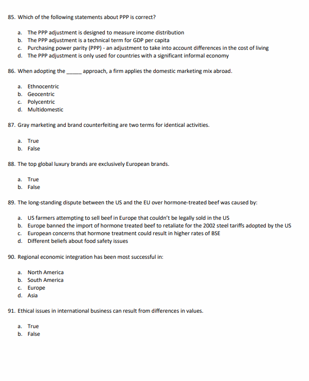 Solved 85. Which of the following statements about PPP is | Chegg.com