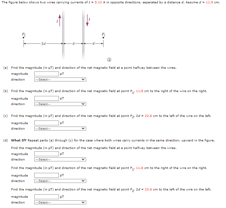 Solved figure below shows two wires carrying currents of | Chegg.com