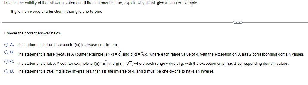 Solved Discuss the validity of the following statement. If | Chegg.com