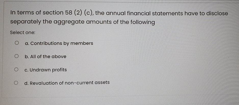 Solved In terms of section 58 (2) (c), the annual financial | Chegg.com