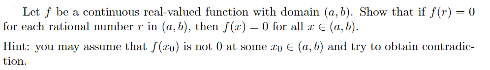 Solved Let f be a continuous real-valued function with | Chegg.com