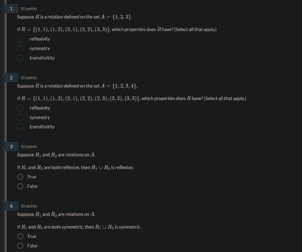 Solved 1 10 points Suppose R is a relation defined on the | Chegg.com