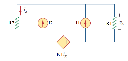 Solved For R1=4, R2=5, I1=6 A, I2=6 A & K1=3, apply | Chegg.com