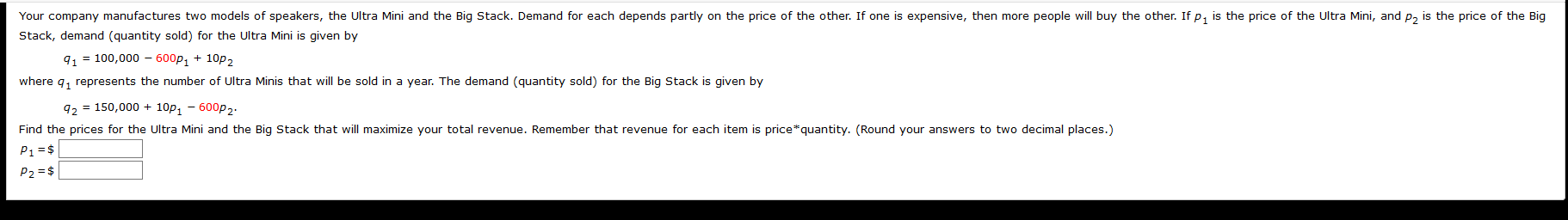 Solved Your company manufactures two models of speakers, the | Chegg.com