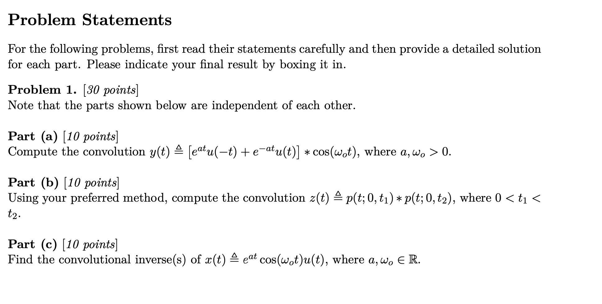 Solved Problem StatementsFor the following problems, first | Chegg.com