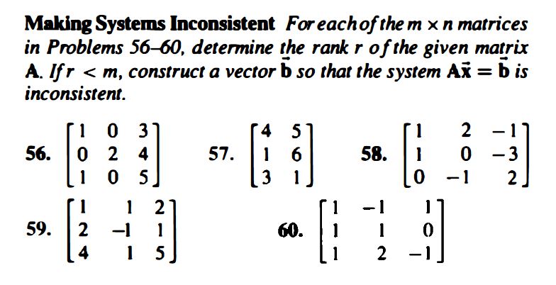 Solved Making Systems Inconsistent For each of the m×n | Chegg.com