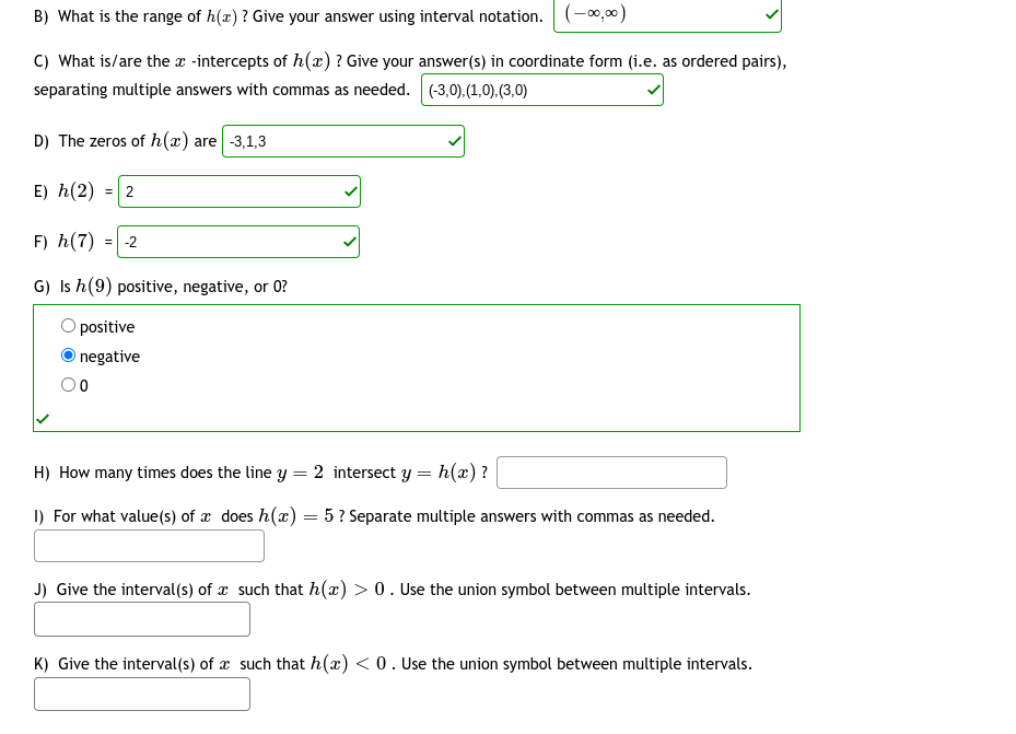 A) ﻿what is the domain of h(x)? ﻿Give your answer | Chegg.com