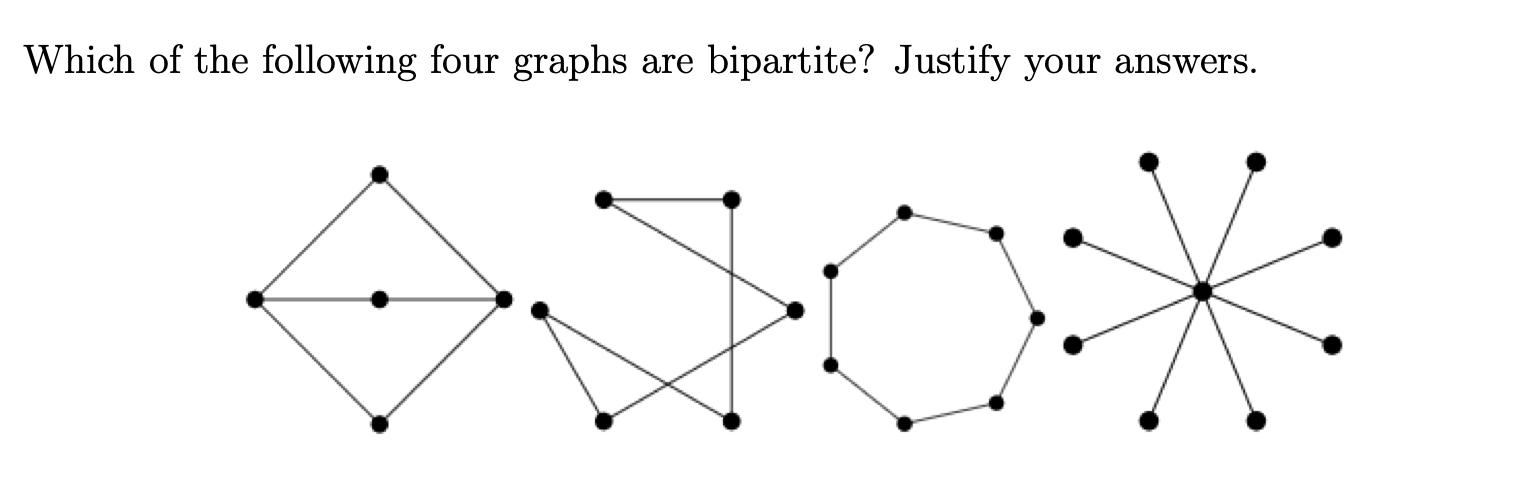 Solved Which of the following four graphs are bipartite? | Chegg.com