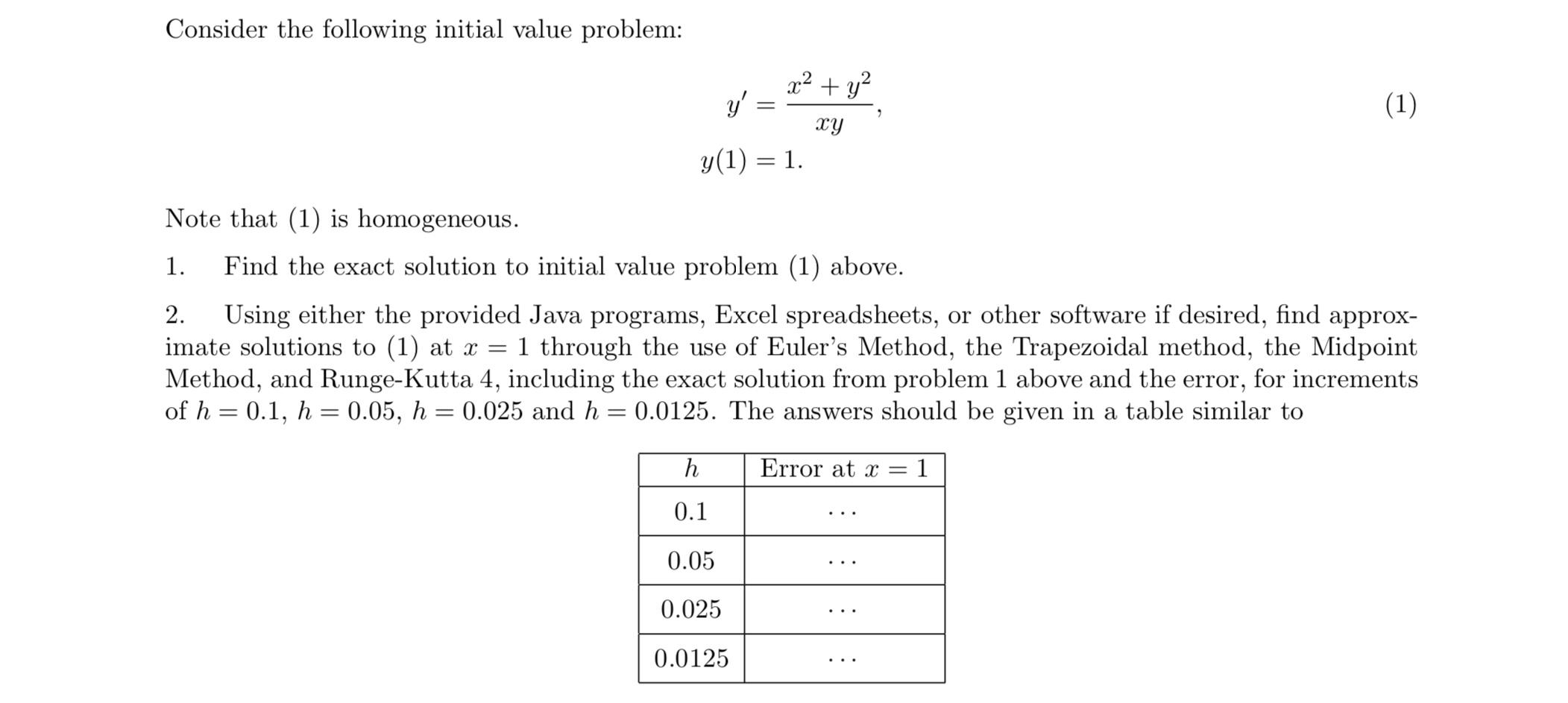 Solved problem number two using spreadsheet, or java please | Chegg.com