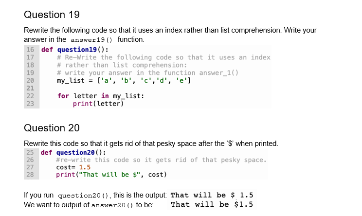 Solved Question 19 Rewrite the following code so that it | Chegg.com