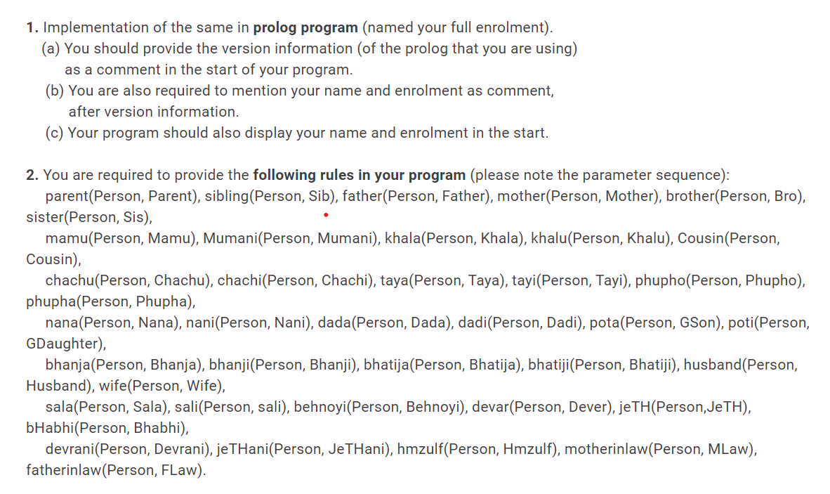 Solved 1. Implementation of the same in prolog program | Chegg.com