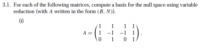 Solved 3.1. For each of the following matrices, compute a | Chegg.com