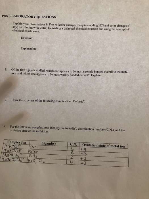 Solved POST-LABORATORY QUESTIONS 1. Explain your | Chegg.com