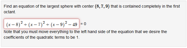 Solved Find an equation of the largest sphere with center | Chegg.com