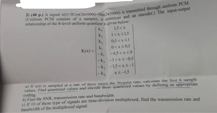 (Uniform PCM consists of a sampler, a quantizer | Chegg.com