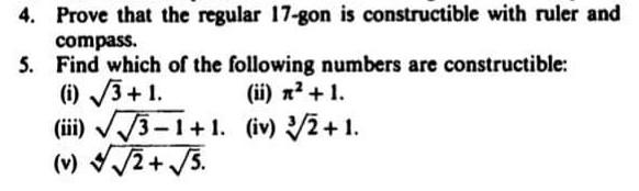 Solved 4. Prove that the regular 17-gon is constructible | Chegg.com