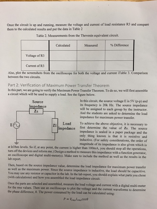 Solved Part 1: Verification of Thevenin's Theorem In this | Chegg.com