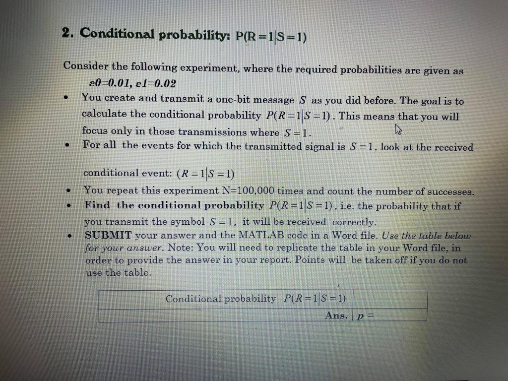 Solved 2. Conditional probability: P(R=1 S=1) Consider the | Chegg.com