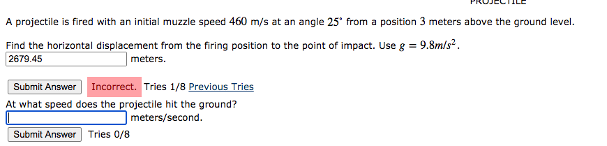 Solved A projectile is fired with an initial muzzle speed | Chegg.com