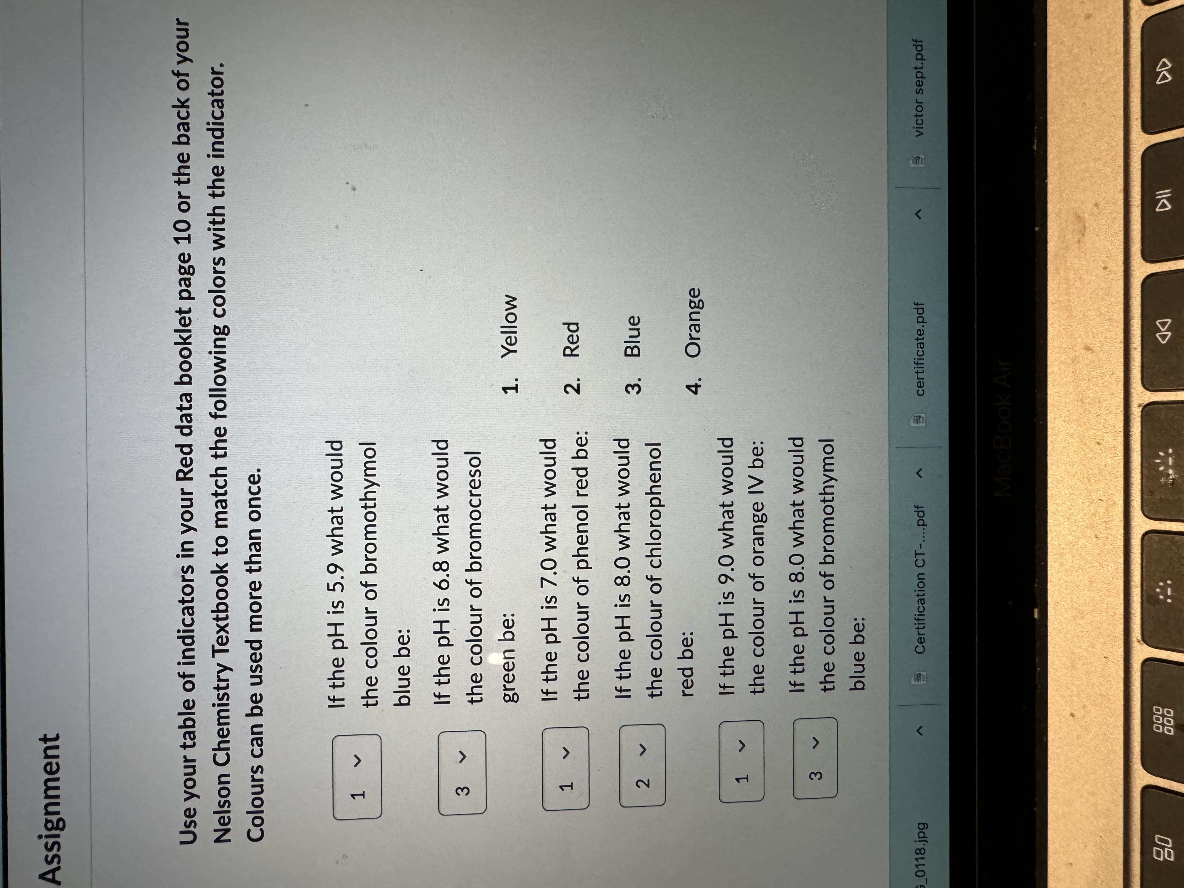 Solved AssignmentUse your table of indicators in your Red | Chegg.com