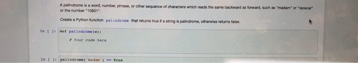 Solved A palindrome is a word, number, phrase, or other | Chegg.com