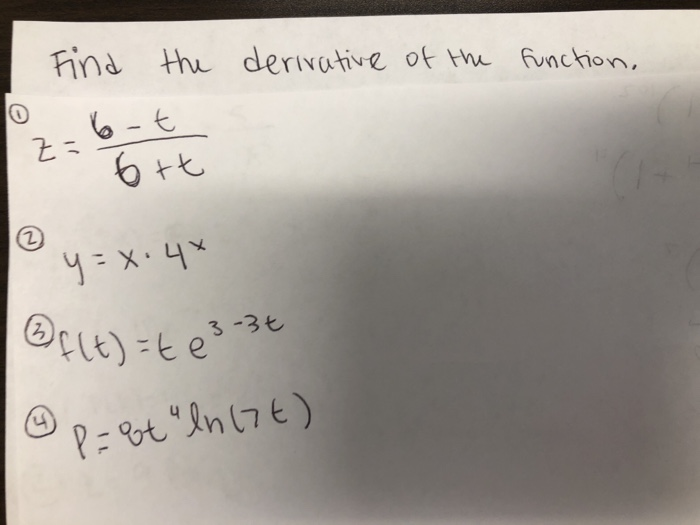 Solved Fina thu derivotive ot hm Ginchon. 3-3 | Chegg.com