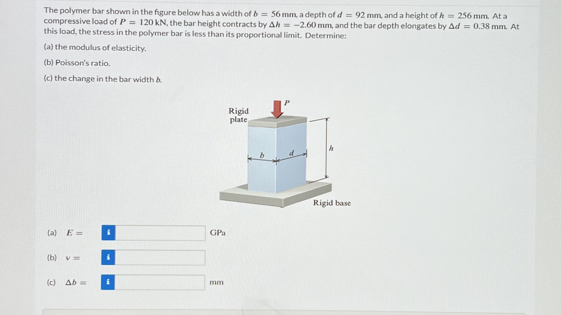 Solved The polymer bar shown in the figure below has a width | Chegg.com