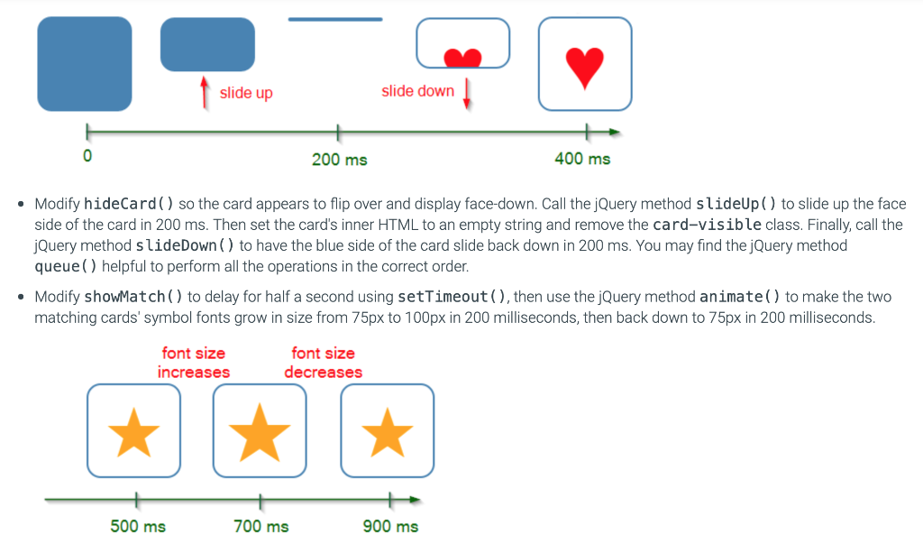 Solved 11.12 LAB: Memory game animations (jQuery) The given | Chegg.com