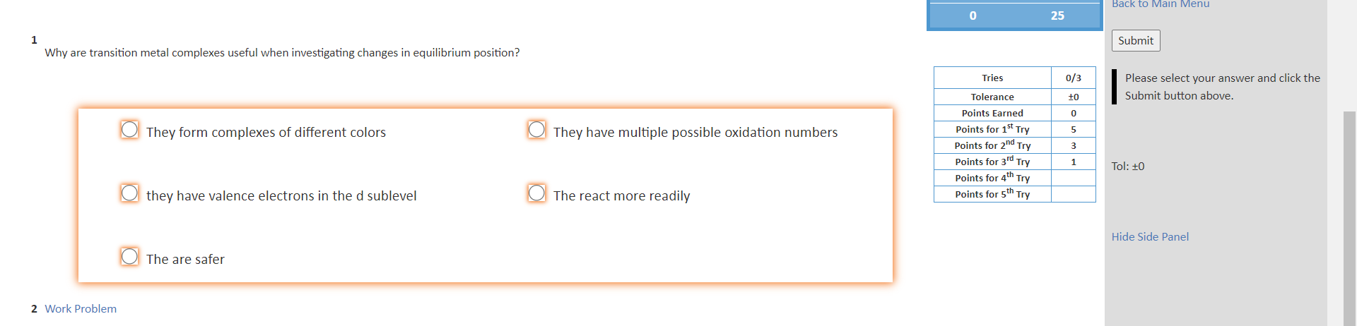 Solved 1 Why Are Transition Metal Complexes Useful When