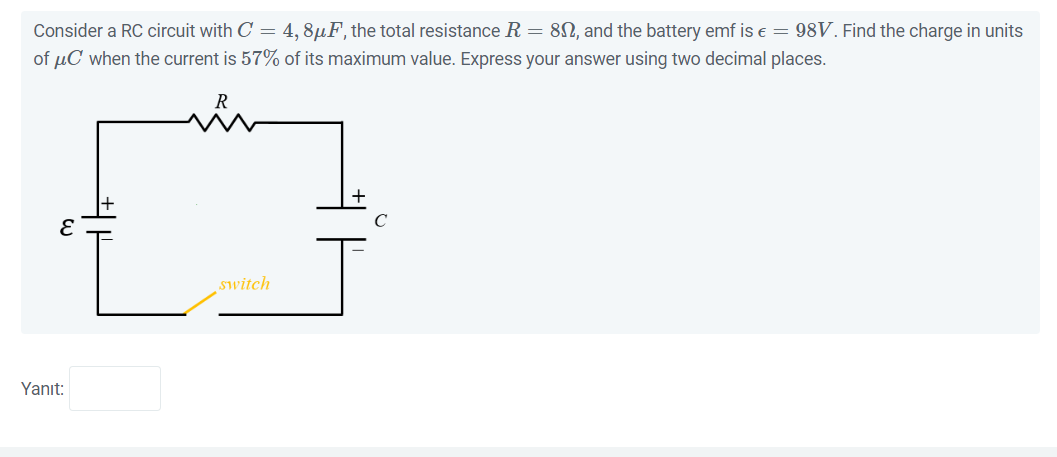 Solved Consider a RC circuit with C=4,8μF, the total | Chegg.com
