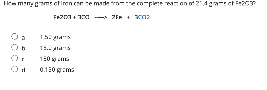 Solved How many grams of iron can be made from the complete | Chegg.com