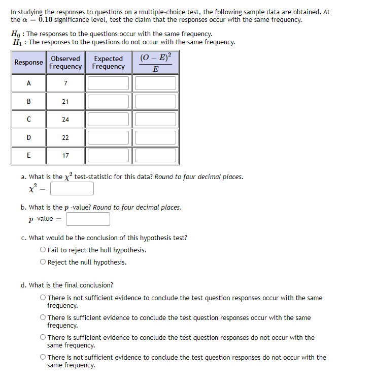 Solved In studying the responses to questions on a | Chegg.com