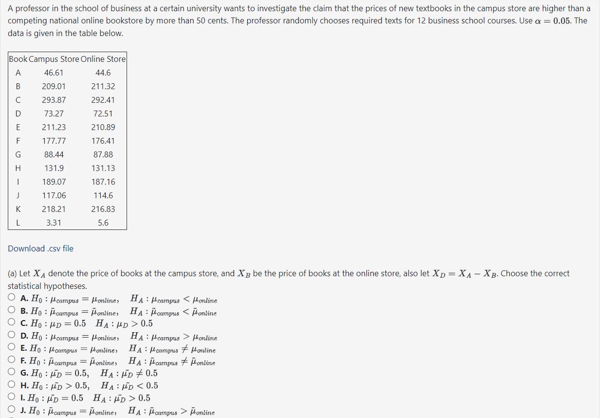 Solved A professor in the school of business at a certain | Chegg.com