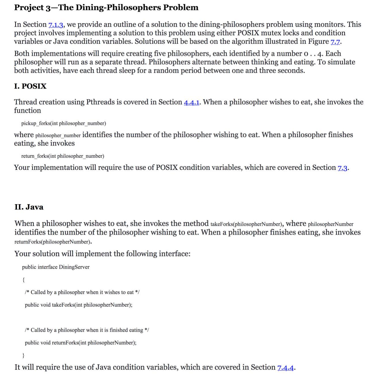 Project 3–The Dining-Philosophers Problem In Section | Chegg.com