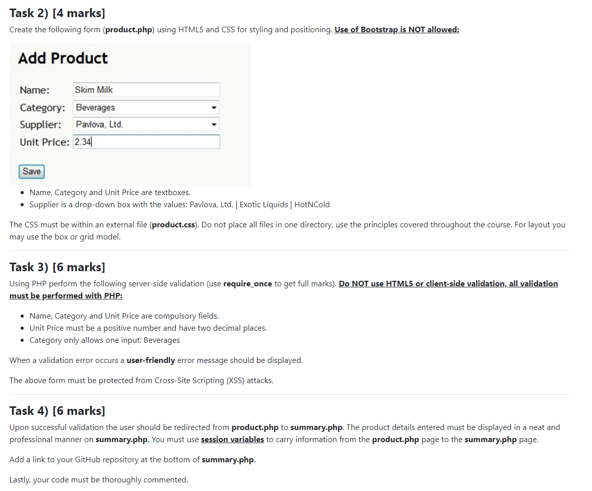 Solved Task 2) (4 marks] Create the following form | Chegg.com
